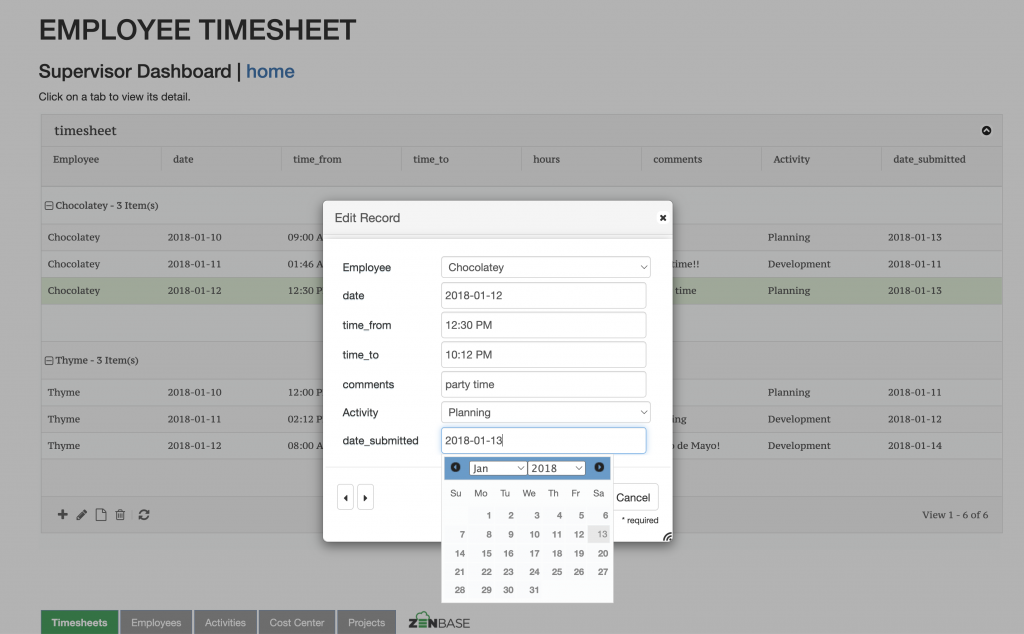 Employee Timesheet System - PHP Controls